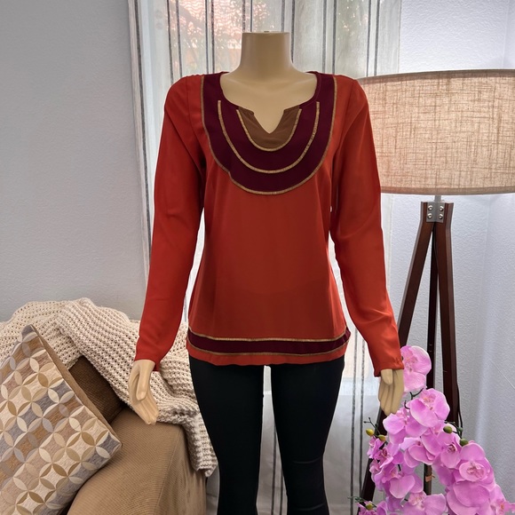 Marc Bouwer | Tops | Marc Bouwer Burnt Orange Tunic Top Size Xs Long ...